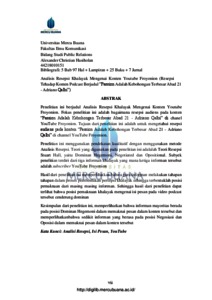 ANALISIS RESEPSI KHALAYAK MENGENAI KONTEN YOUTUBE FROYONION (Resepsi Tehadap Konten Podcast ...